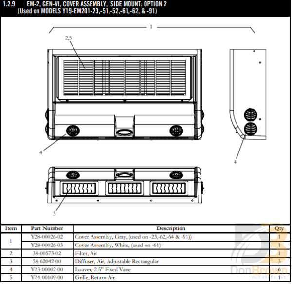 COVER ASSY, SIDE MOUNT EM-2 GREY GEN VI Y28-00026-02 – Don Brown Bus Parts